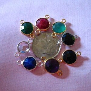Gemstone Connector Link, RUBY, Bezel Gem / Sterling Silver or 24k Gold ...