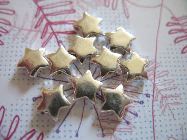 Sterling Silver Puffy Star Charms, Petite Twinkle Beads (6.5x2.5 Mm) - Etsy