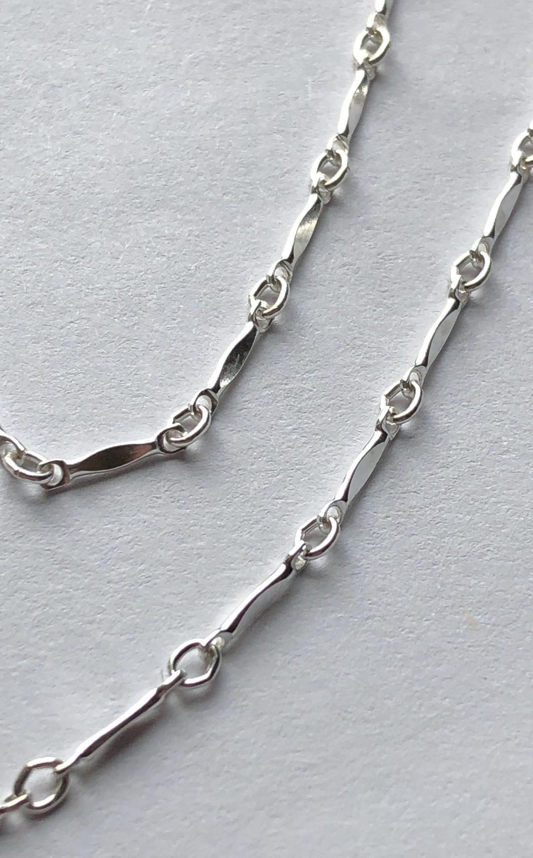Sterling Silver BAR Chain, Silver Dapped BAR Link Necklace Chain, 8.5x1 ...