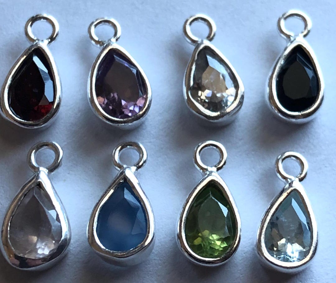 Sterling Silver Gemstone Drop Connectors, Bezel Set Charms (11x5.5 Mm ...