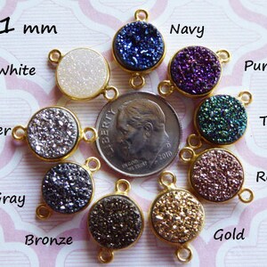 1-25 Pc, DRUZY Drusy Bezel Gemstone Connector LINK Pendant Charm / 11 Mm, Pick Color / Sterling ...