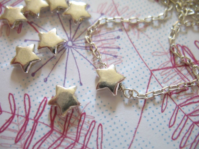 Sterling Silver Puffy Star Charms, Petite Twinkle Beads (6.5x2.5 Mm) - Etsy