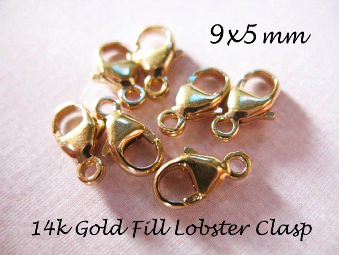 14k Gold Filled Lobster Clasps With Loop, Small Jewelry Clasp (9x5 Mm ...