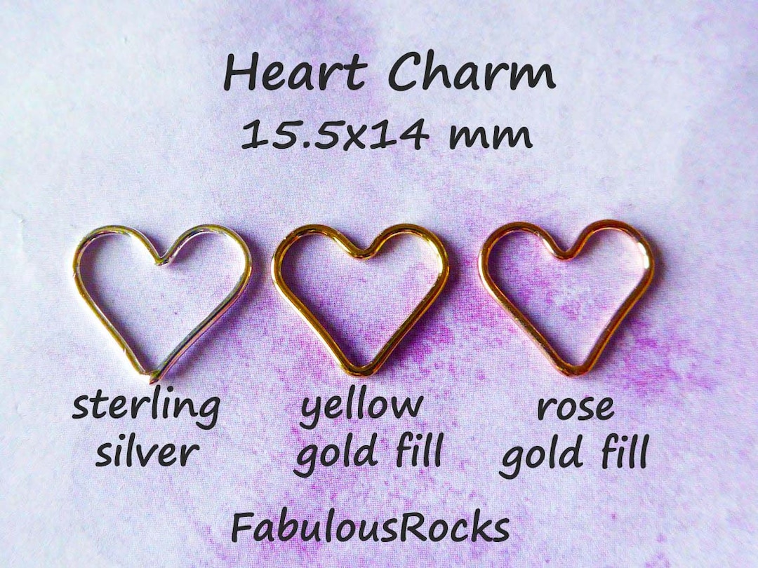 1 a 25 pc / HEART Charm Conector de enlace colgante / 15.5x14 mm, 14k ...