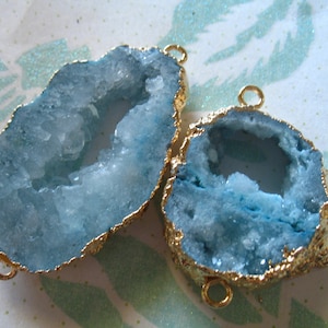 Druzy Drusy Pendant Charm Connector Link, 30-40 Mm, Gold Electroplated Natural Drussy Druzzy ...