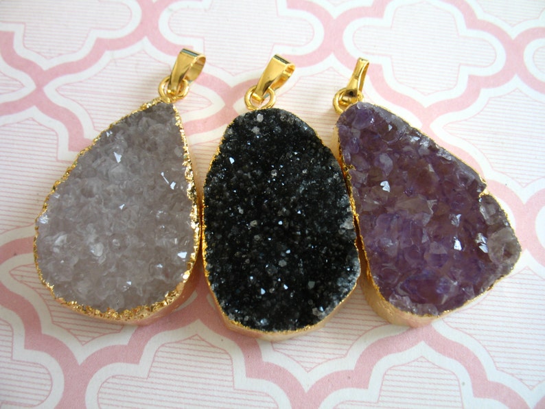 1 Pc Drusy Pendant Druzy Charm Natural Druzy 25-30 Mm - Etsy