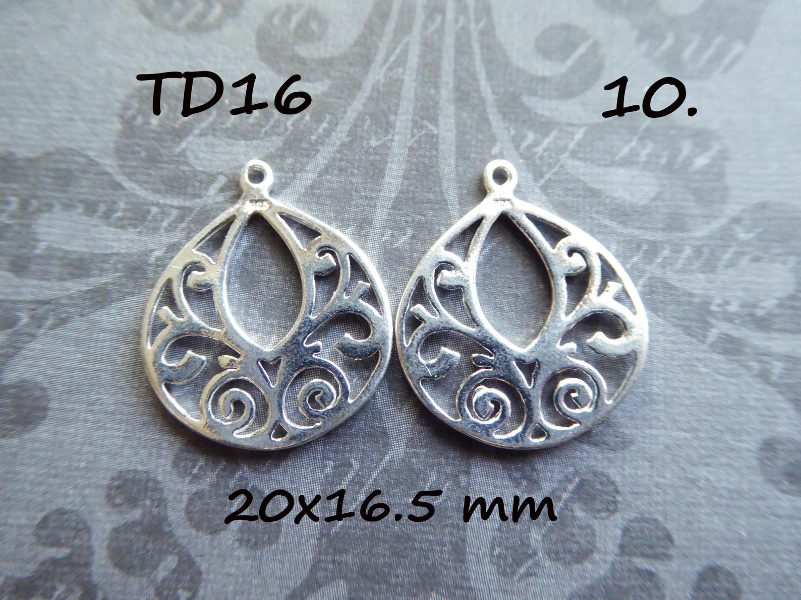 Filigree Tear Drop Teardrop Pendant Charm Link Teardrop - Etsy