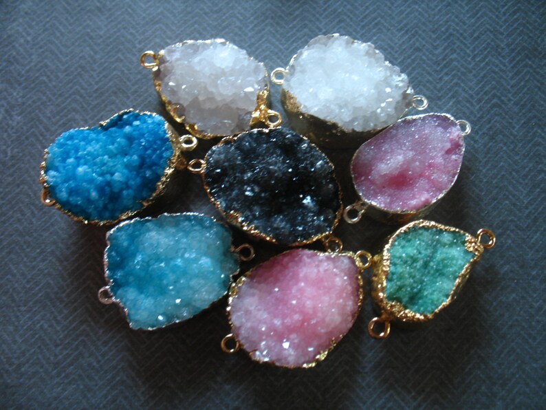 Sale.. Drusy Druzy Pendant Link Connector Square Geometric - Etsy