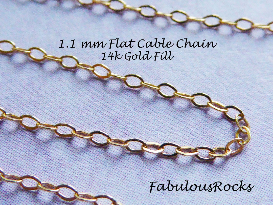 1-100 Feet, 14k Gold Filled Chain, 1.1 Mm Flat Cable Link Chain, 15-20% ...