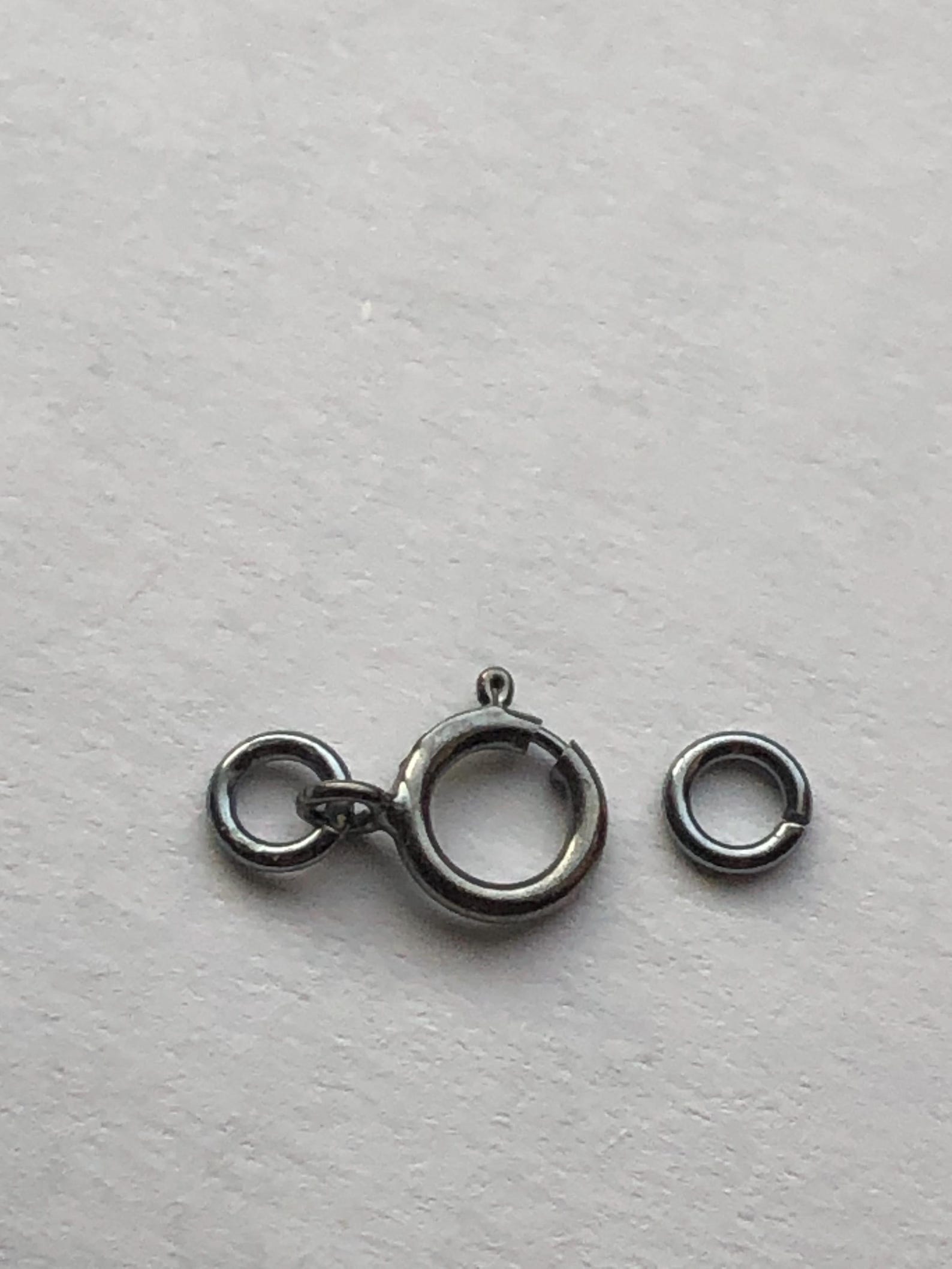 Oxidized Sterling Silver Spring Ring Clasp Sets, 6mm, With Jump Rings ...
