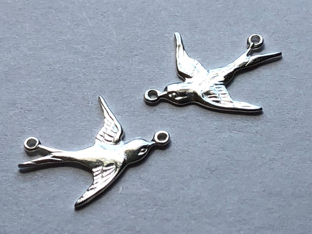 1-10 Pc / Bird Swallow Sparrow Link Charm Pendant Connector / Sterling ...