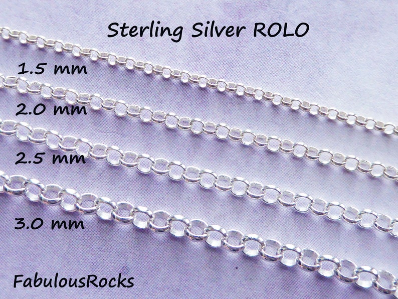 Sterling Silver ROLO Chain – Unfinished Necklace Bracelet Jewelry Chain ...
