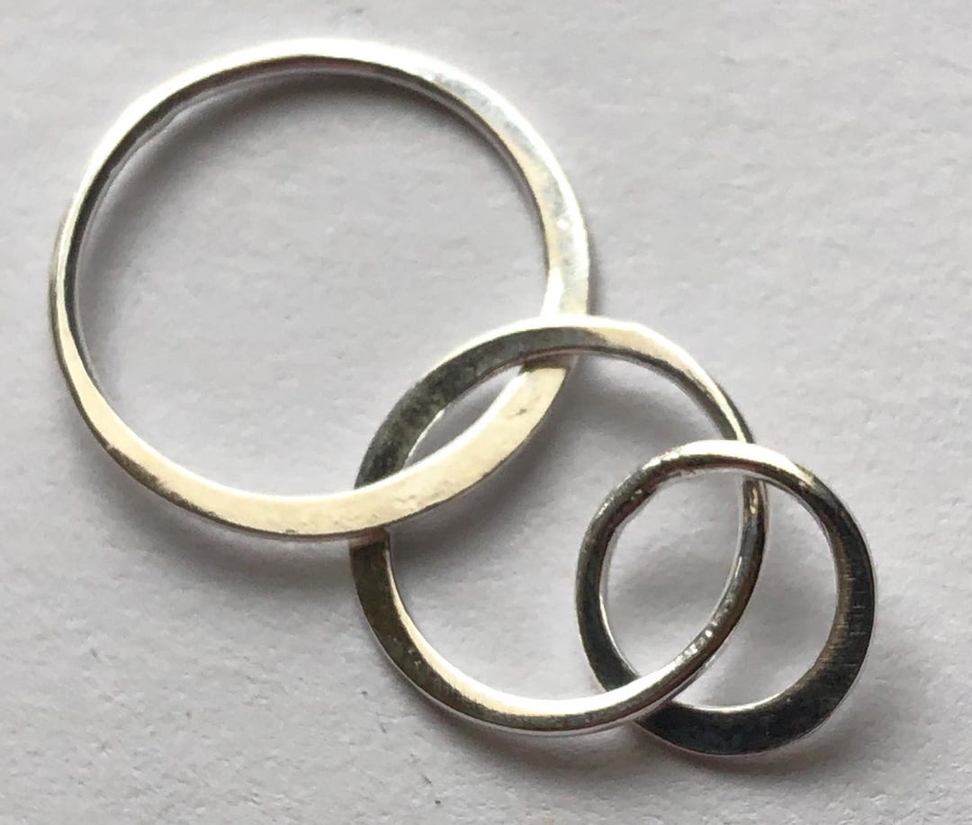 Sterling Silver Circle Links Connectors, Three TRIPLE Circle Charm ...