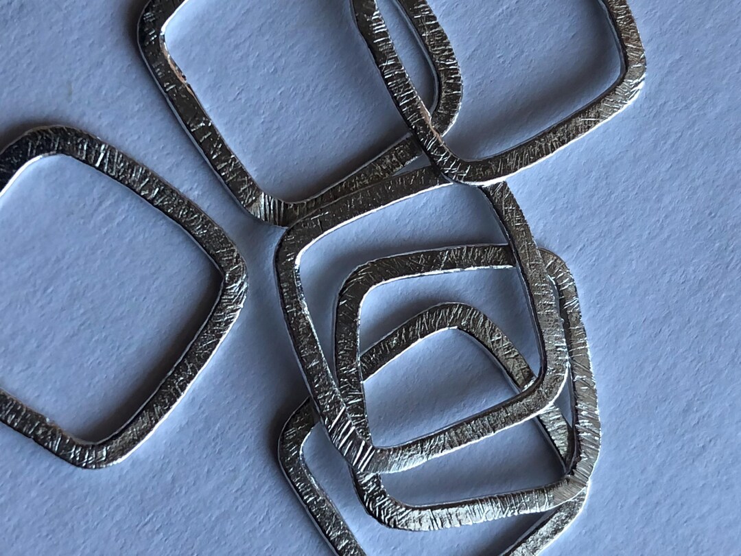 Brushed Sterling Silver Square Link Connector Charms (19mm) - Etsy