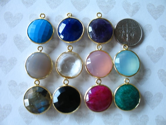 1-10 Pc Gem Gemstone Charm Pendant Round Gem Stone / Large | Etsy