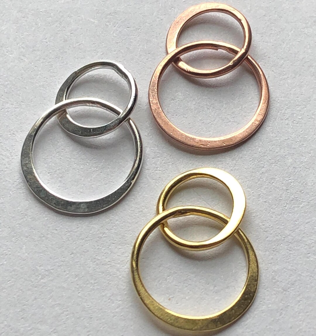 Sterling Silver Double Circle Charm Pendant: Linked Rings, Couples ...