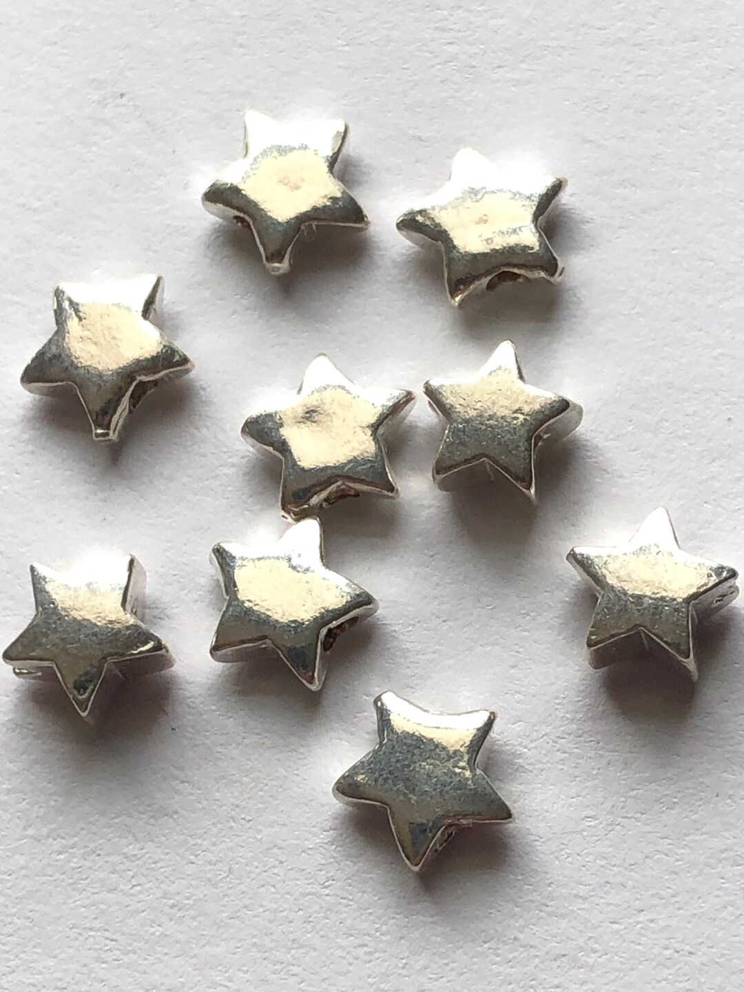 5-25 Pcs, Puffed Puffy Star Charms Pendants Beads, Sterling Silver Star ...