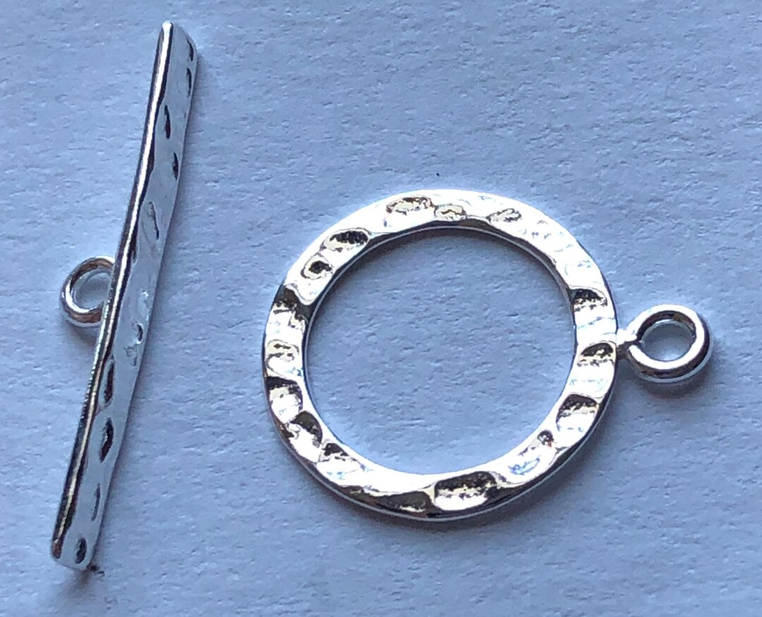 1-20 Sets, Sterling Silver Toggle Clasps Toggle Sets, HAMMERED CIRCLE ...