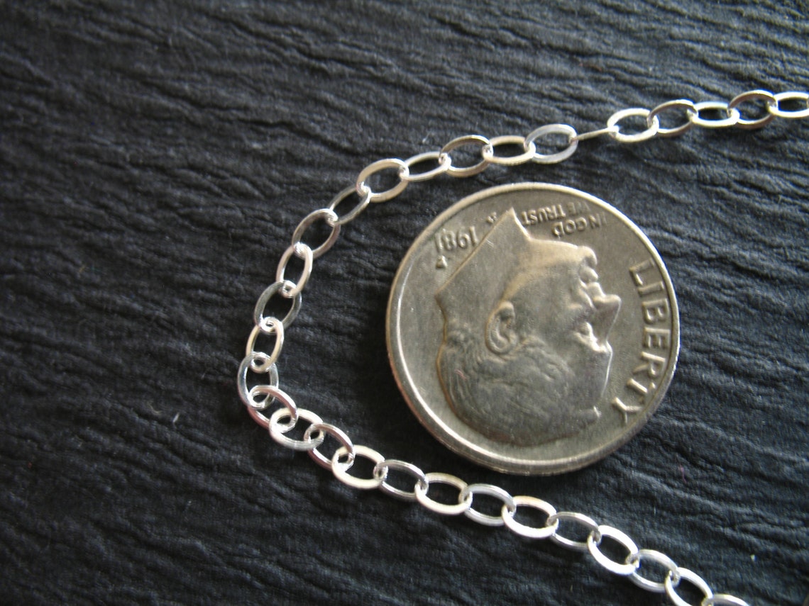 Sterling Silver Chain 10% Less 925 SS 3.5x2.6 Mm Flat Cable - Etsy