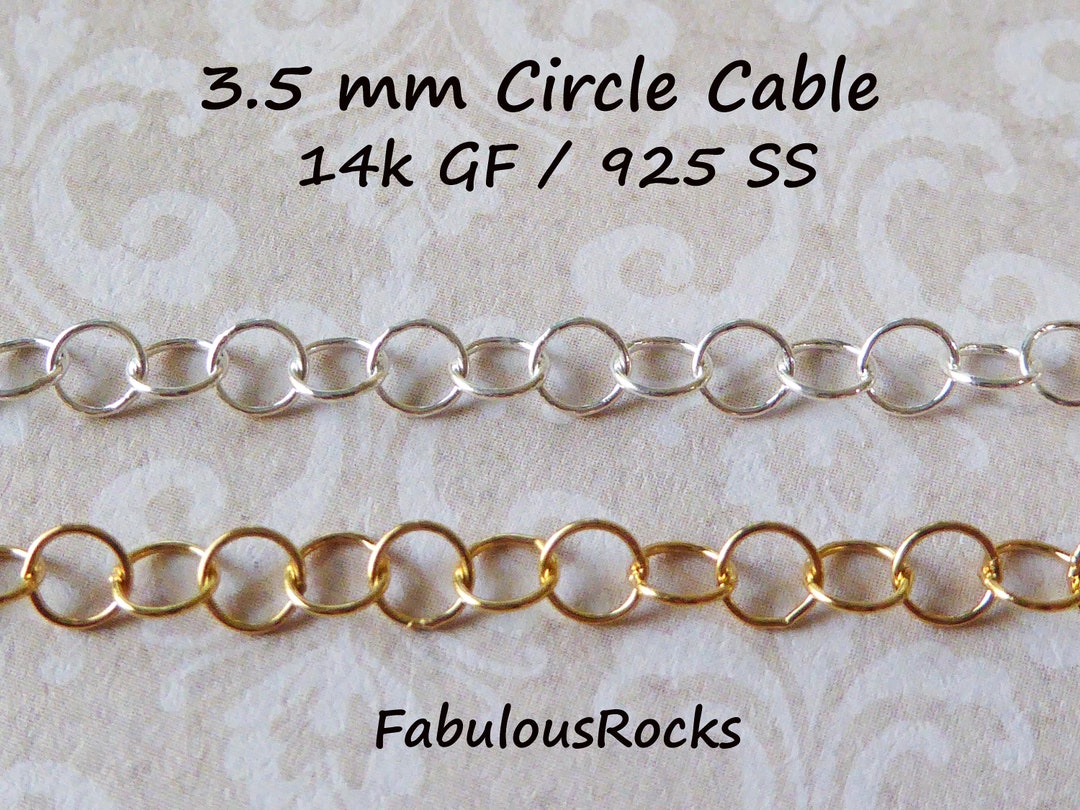 Gold Circle Cable Chain Bulk, 14k Gold Filled Chain, 3.5 Mm Gold ...