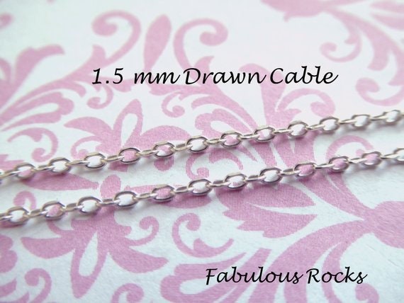1.5 mm Drawn Cable Chain 925 Sterling Silver Wholesale | Etsy