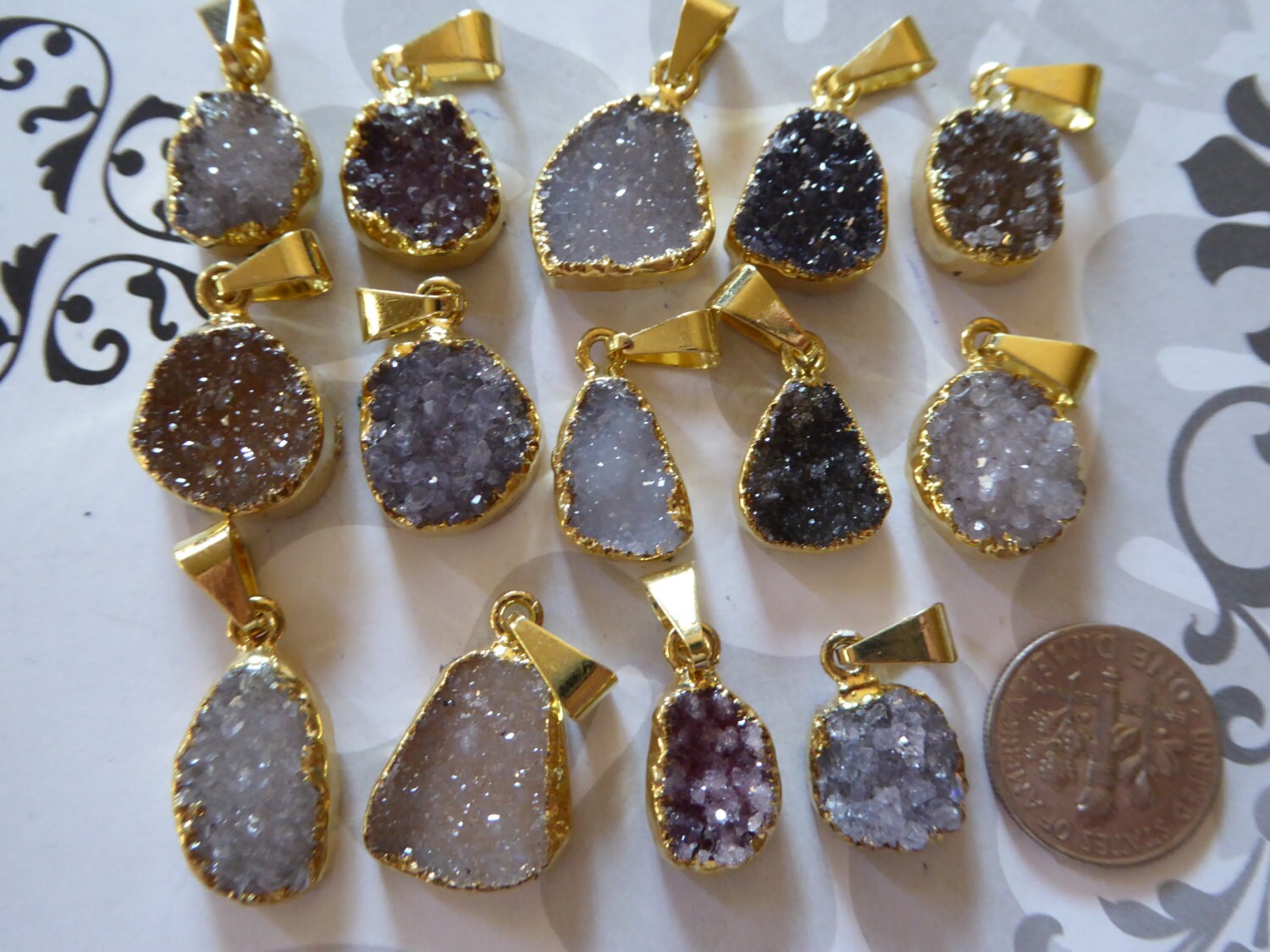 Shop Sale.. 1 pc Drusy Pendant Druzy Charm Natural Druzy | Etsy