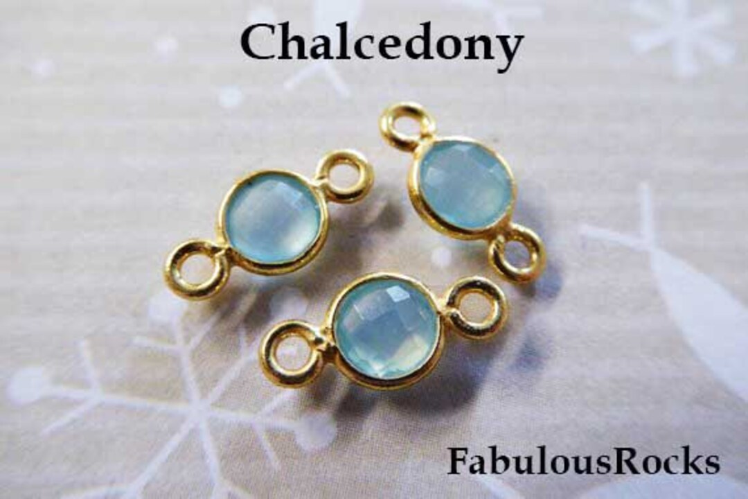 1-50 Pcs / Bezel Gemstone Links Connectors, CHALCEDONY Bezel Gem Link ...
