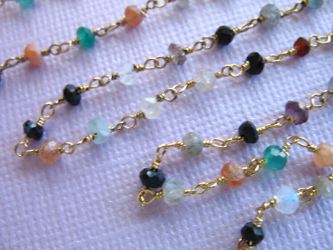 16 to 36, Confetti Chain, Finished Chain, Wire Wrapped Rondelle Chain ...