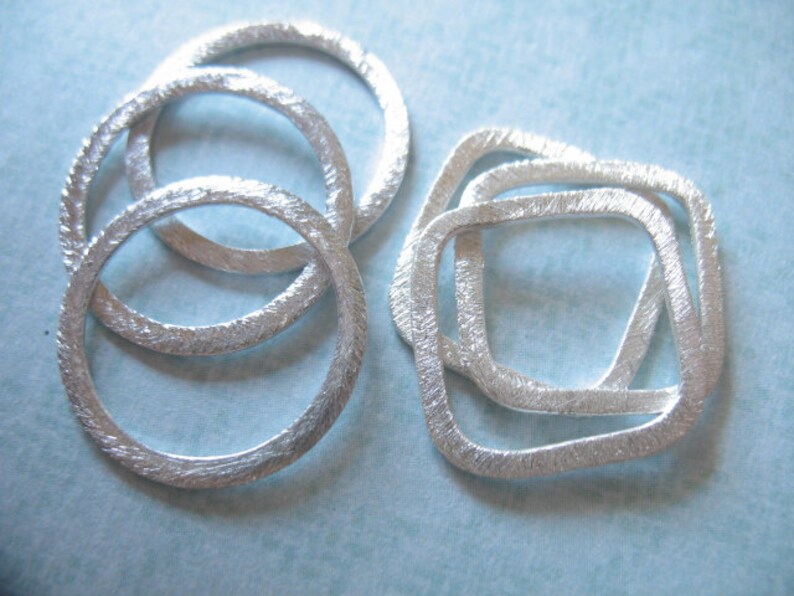 Brushed Sterling Silver Square Link Connector Charms (19mm) - Etsy