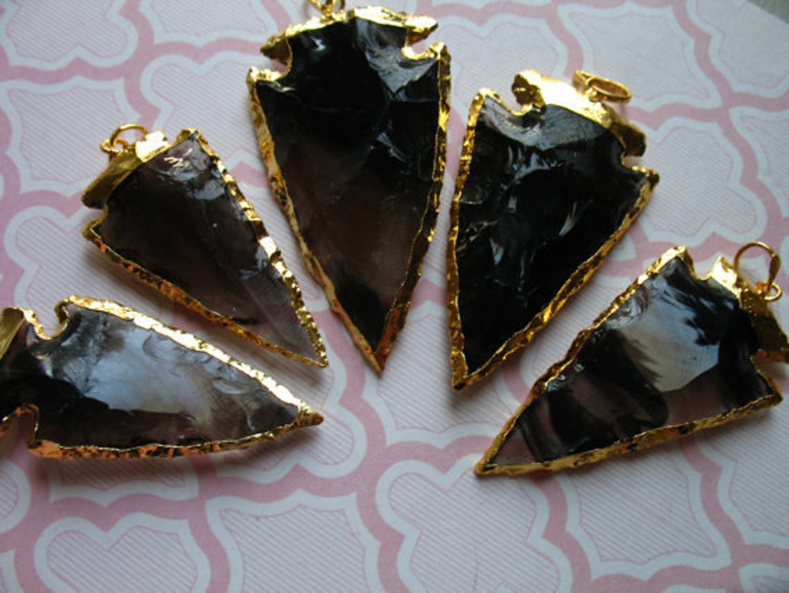 1-10 Pcs Crystal Arrowhead Arrow Head Pendant Charm 24k Gold - Etsy