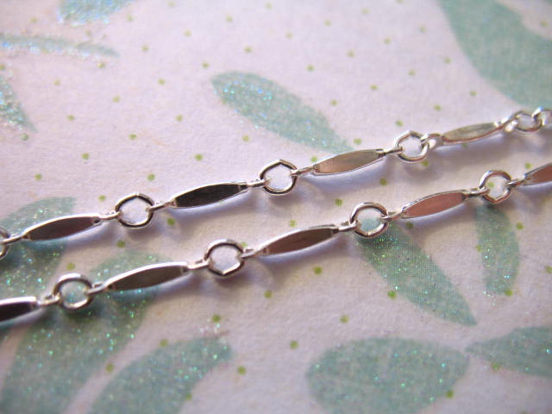Sterling Silver BAR Chain, Silver Dapped BAR Link Necklace Chain, 8.5x1 ...