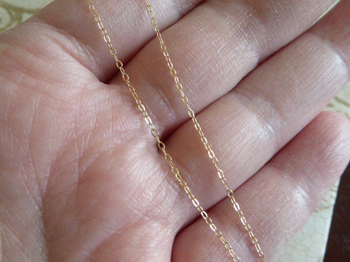 1-100 Feet, 14k Gold Filled Chain, 1.1 Mm Flat Cable Link Chain, 15-20% ...