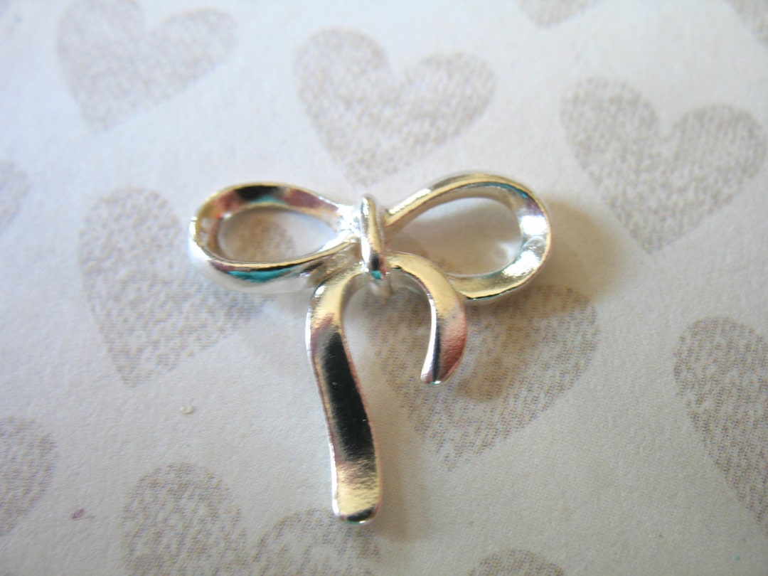 1-10 Pcs, Sterling Silver BOW Link Connector Charm Pendant, 19.5x18.5 ...