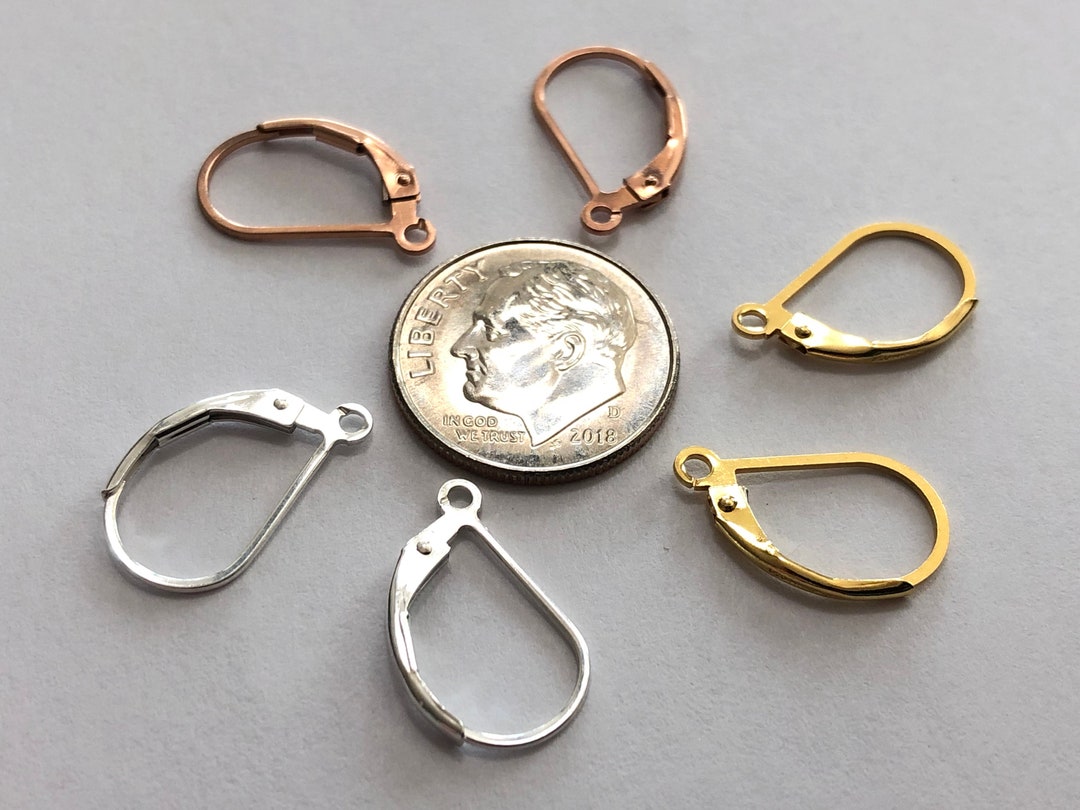 14k Gold Filled Leverback Earrings: Sterling Silver & Rose Gold, 14X9 ...
