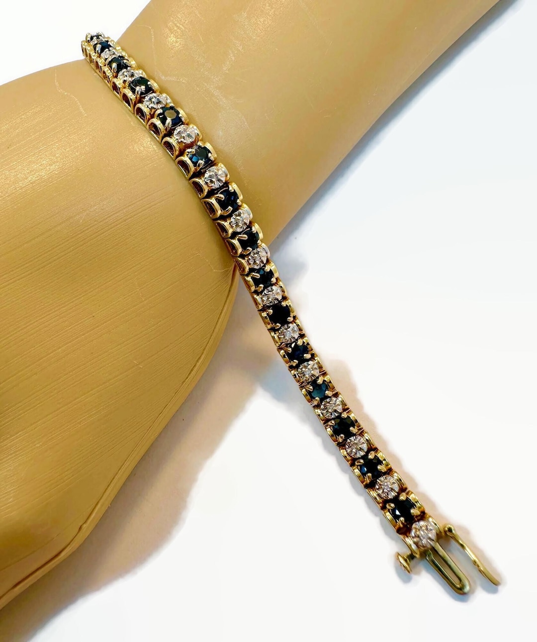 Vintage ,sapphire,diamond, Bracelet, 14K Yellow Gold, Tennis Bracelet ...