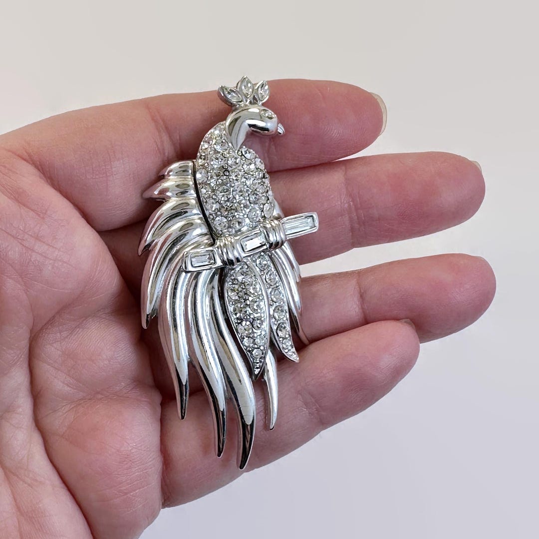 Bird Brooch, Monet, Bird of Paradise, Peacock, Vintage, Monet, Signed ...