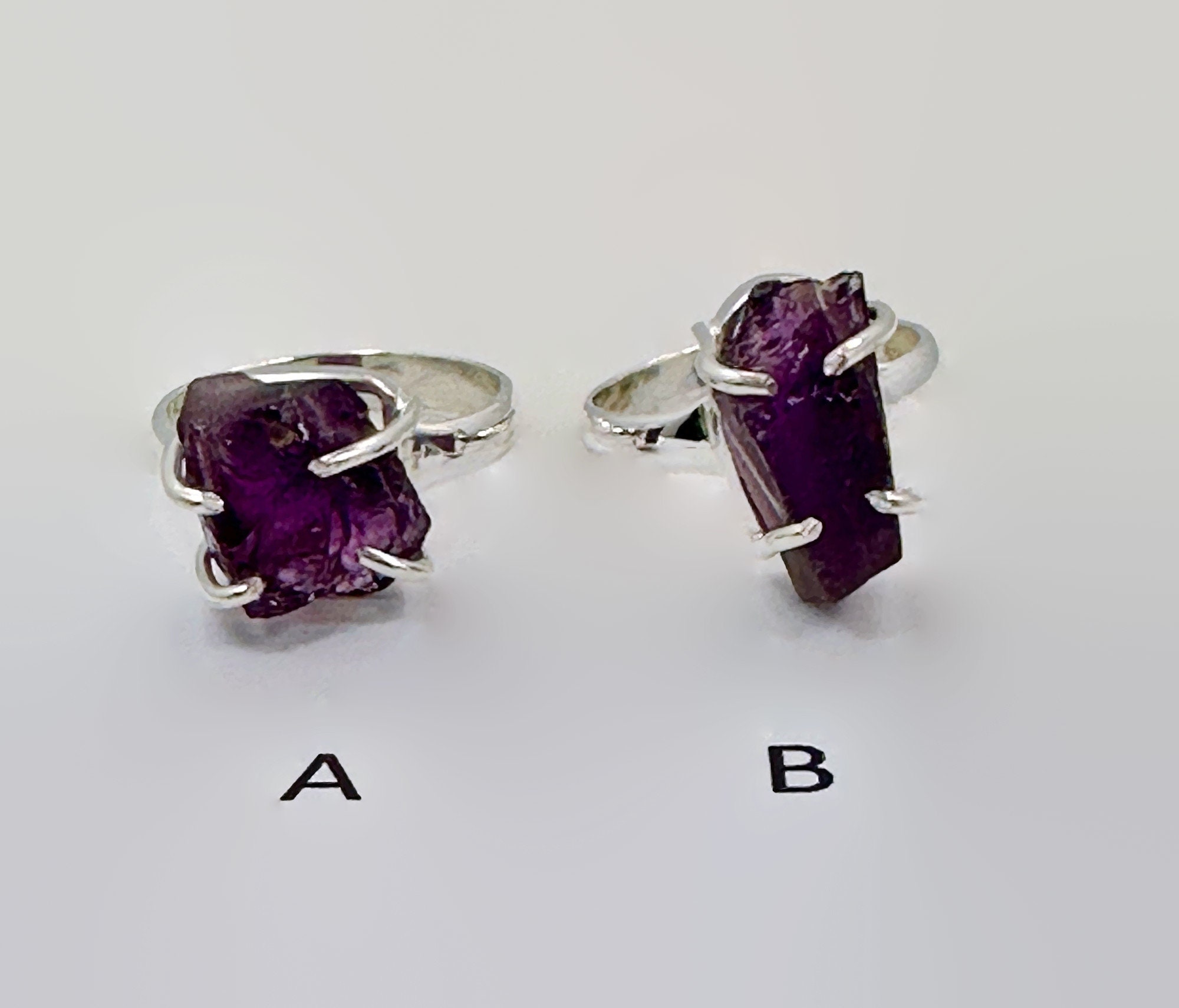 Amethyst Ring Sterling Silver Raw Stone Natural Amethyst - Etsy