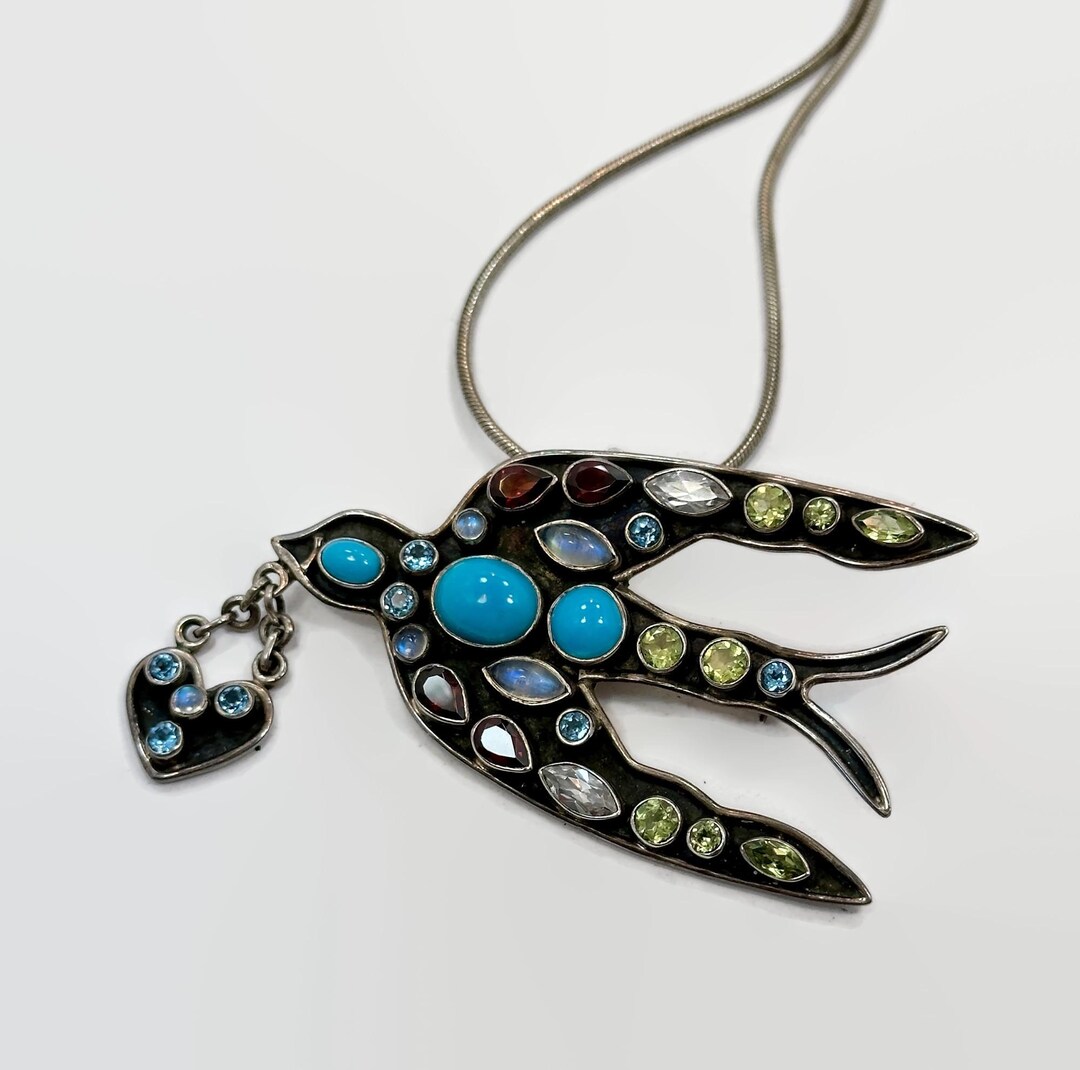 Bird Pendant, Swallow, Necklace, Nicky Butler, Sterling Silver, Brooch ...