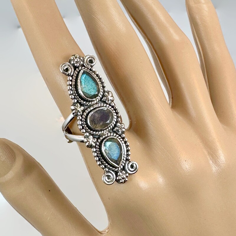 Sterling Silver Long Ring - Etsy