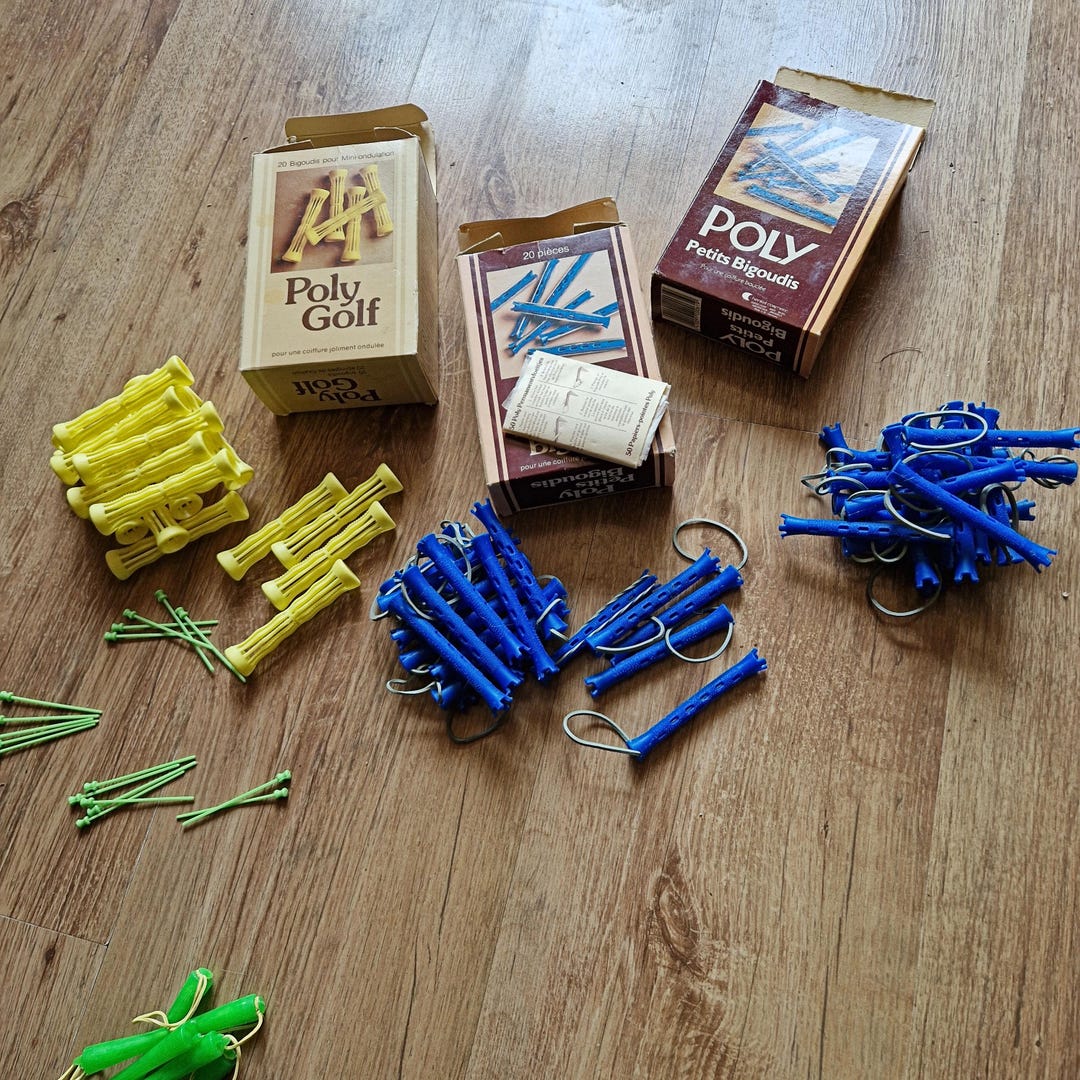 Hard Plastic Perm Rollers, in Original Box Poly Golf Poly Small Rollers ...