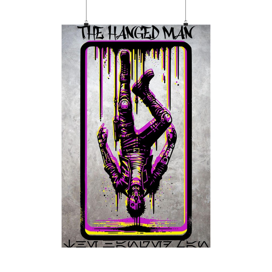 Cyberpunk Tarot Wall Art Poster the Hanged Man Card Figure in ...