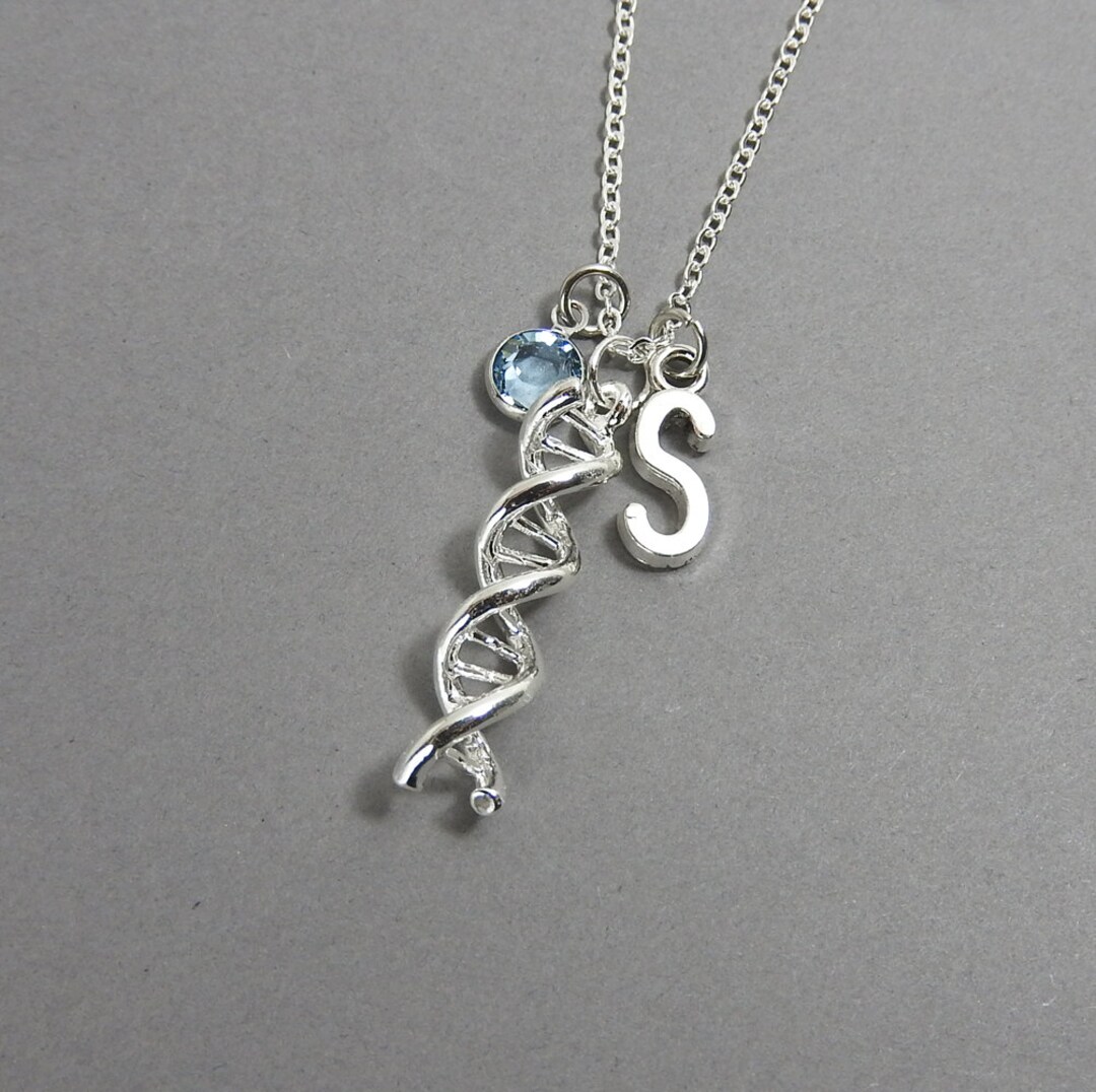 DNA Necklace - Genetics Science Double Helix Molecule, Personalized ...