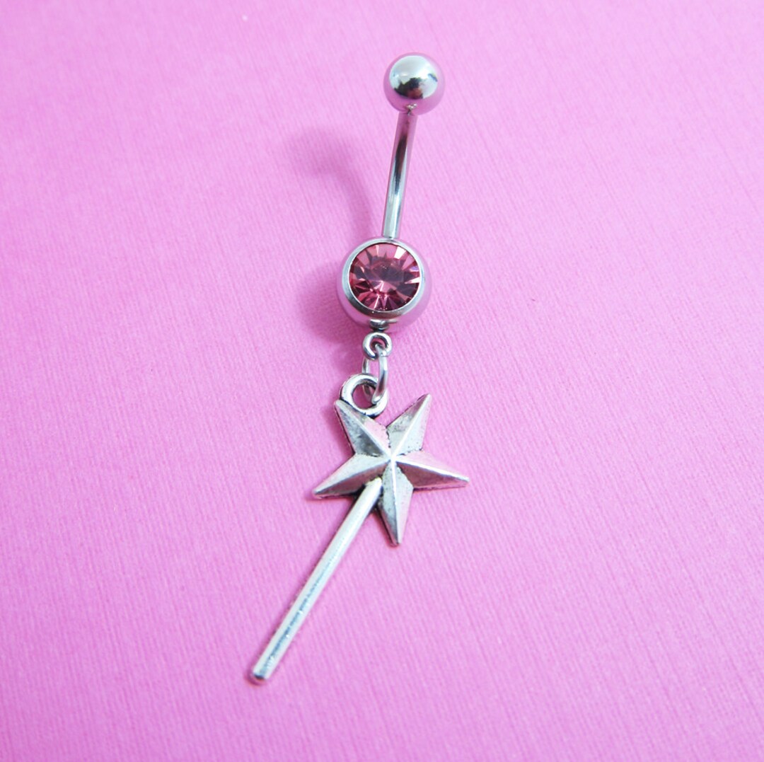 Magic Wand Belly Ring - Choose Your Color, Customized Navel Barbell - Etsy