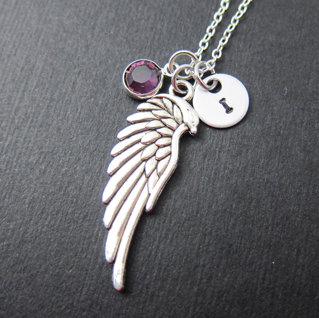Phoenix Wing Necklace - Custom Couple's Necklace, Personalized Initial ...