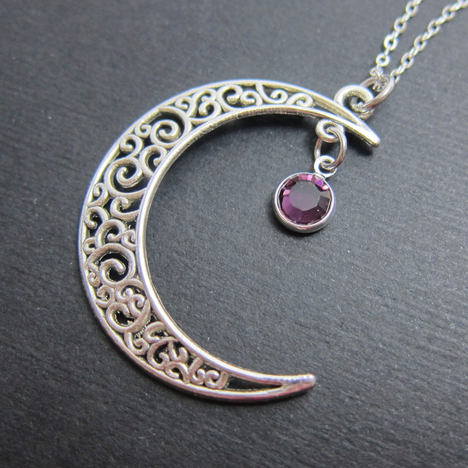 Crescent Moon Necklace - Personalized Initial Name, Customized ...