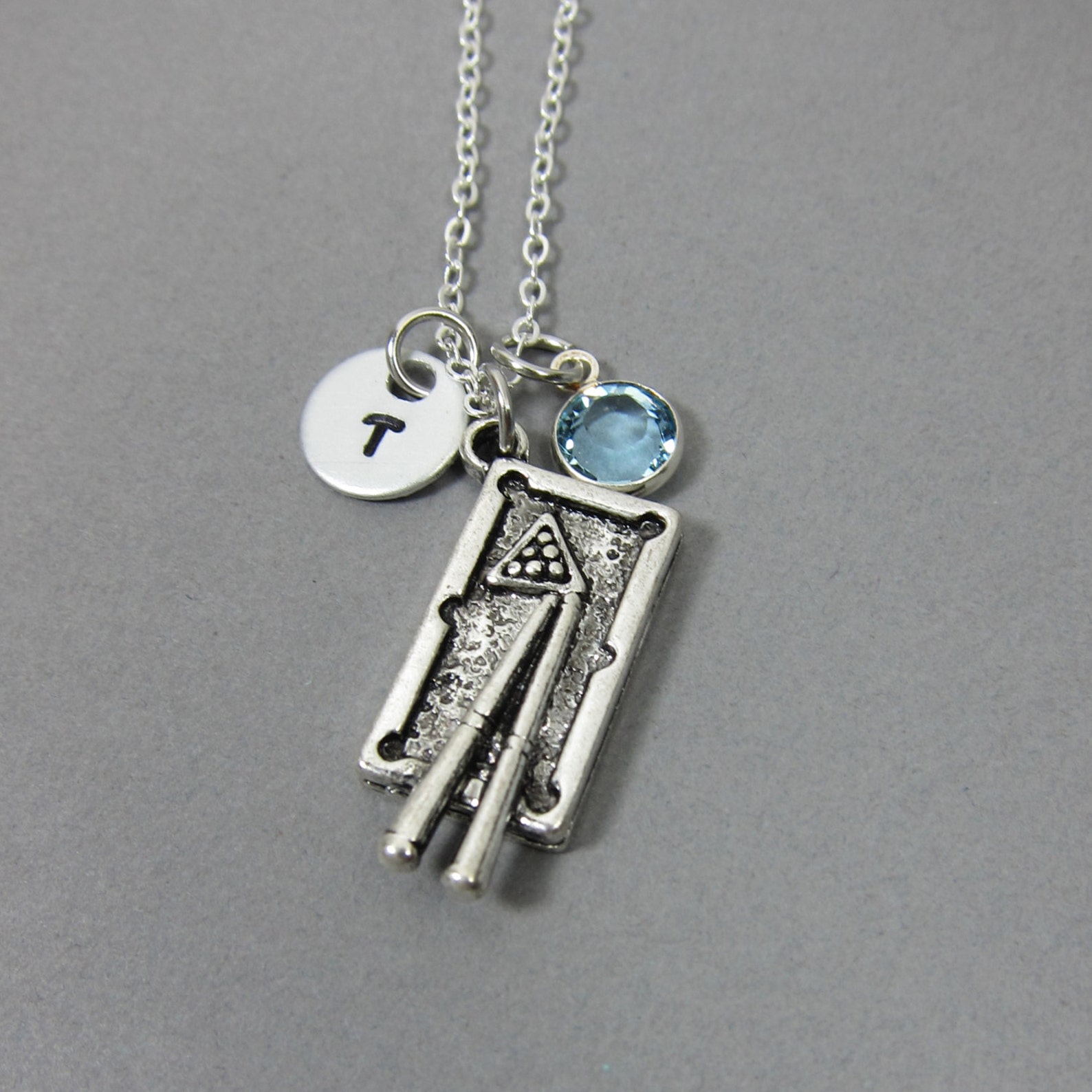 Pool Table Necklace Billiard, Snooker Table Jewelry, Handstamped ...