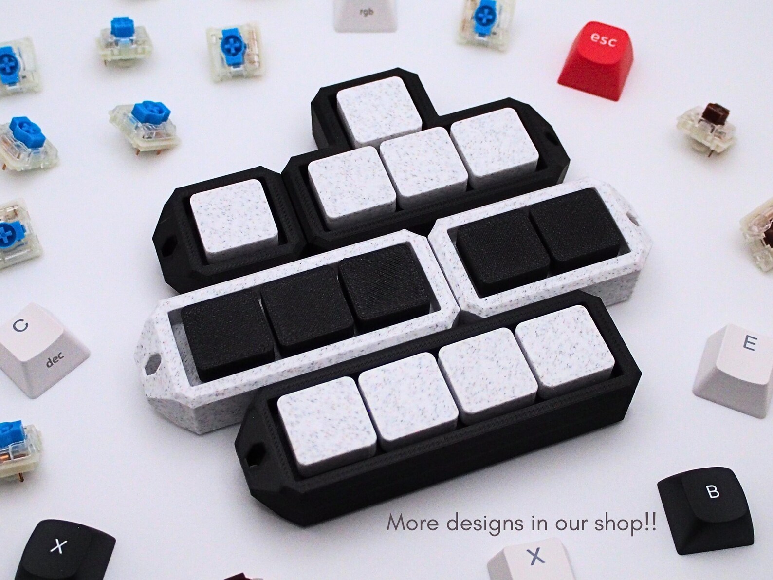 Mechanical Fidget Keyboard W/ Keycaps 2x1 Custom Colors W/ Real ...