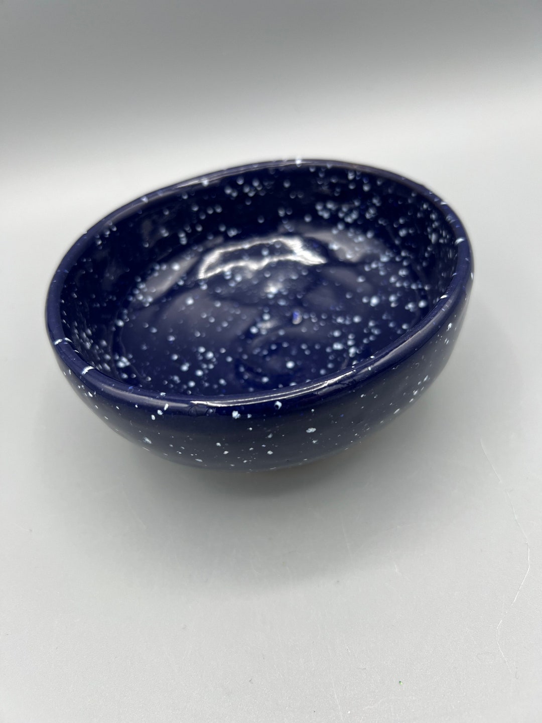 Dark Blue Starlight White Spot Sprinkles Earthenware Bowl Dish - Etsy