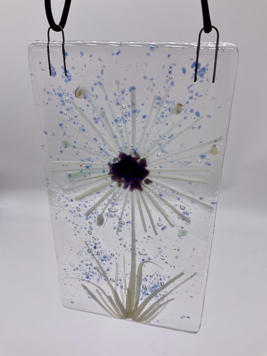Dandelion Fused Glass Suncatcher Flower Hanging Wall Art - Etsy