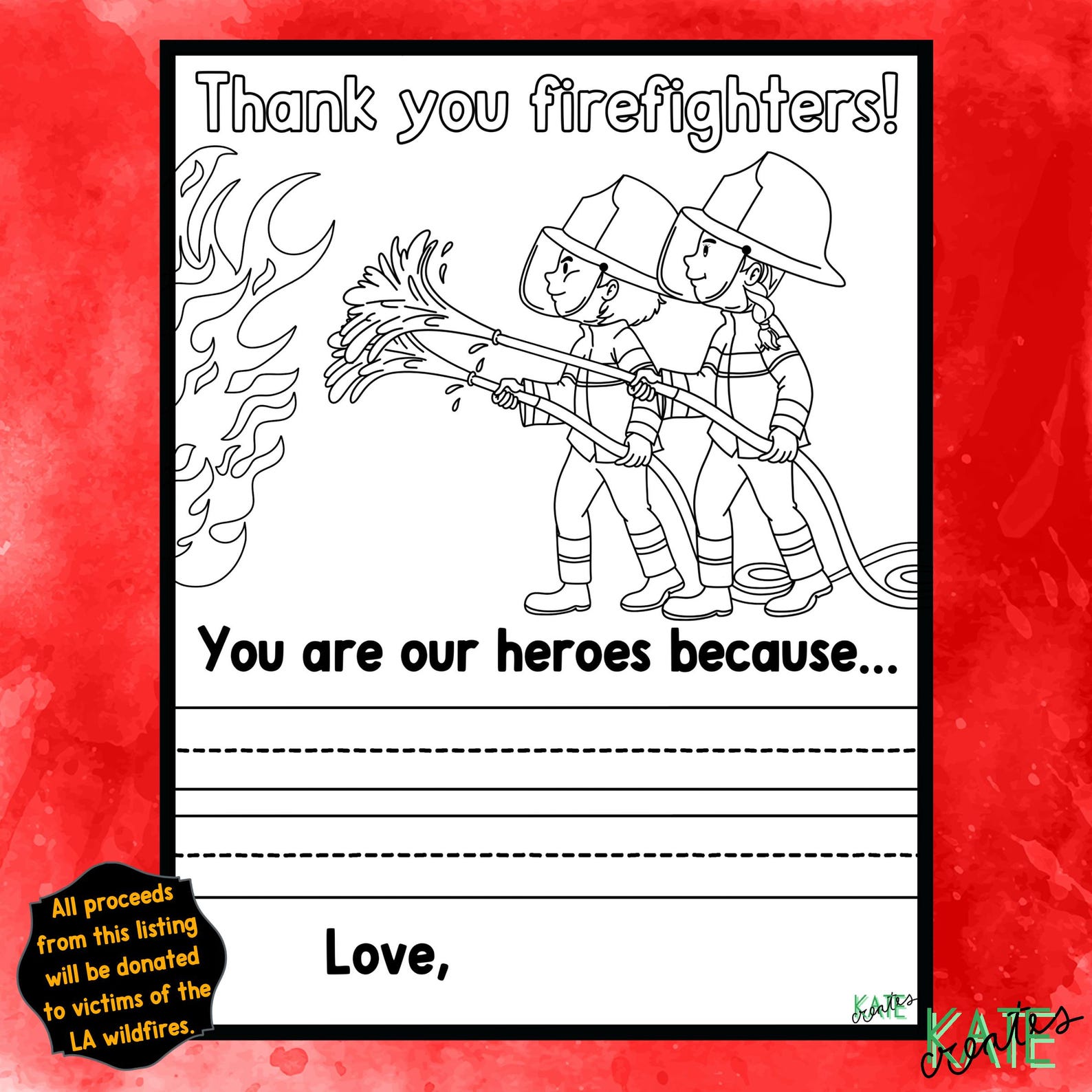 Firefighter Appreciation Printable Coloring Pages | Thank You Notes ...
